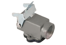 Heavy-Duty Standard (STD) Double Lever Bulkhead Mount Housing, Die-cast Aluminum, with 4 Pegs, With Cover, with Gasket, Size 16B «77x27», Grey