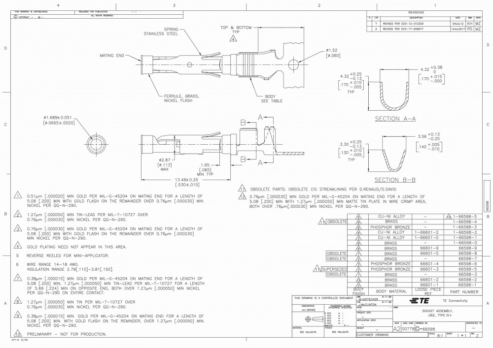 TE Connectivity 66598-9 technical document preview