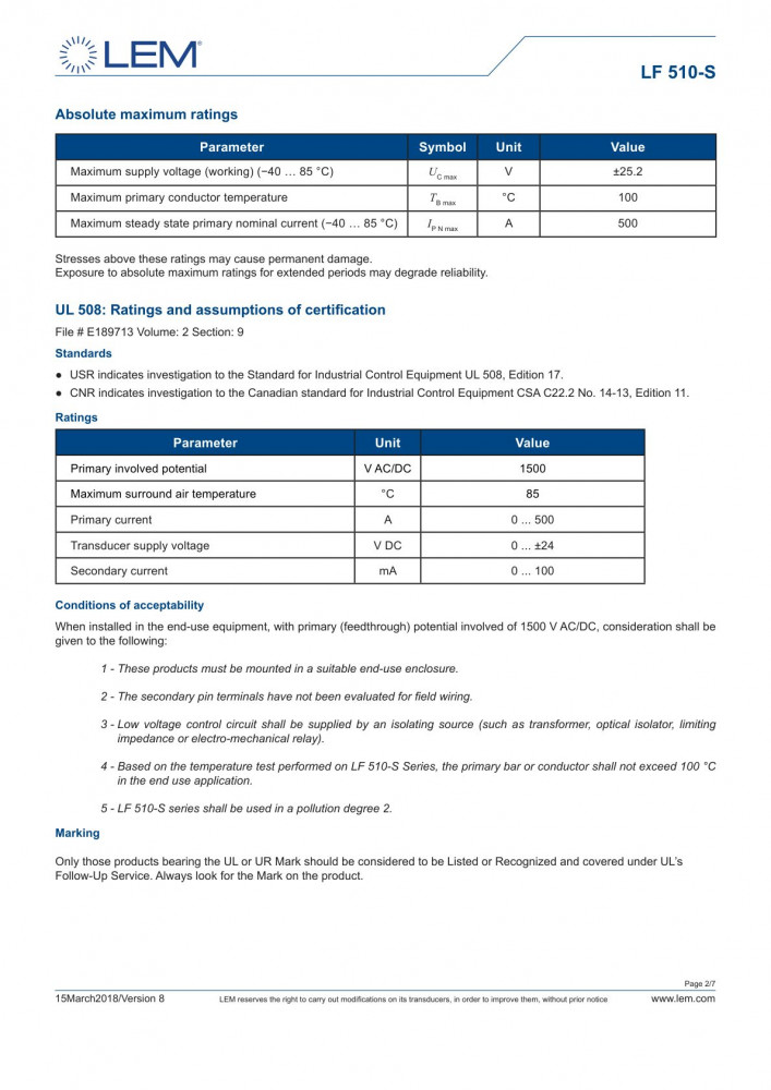 LF 510-S datasheet page 2