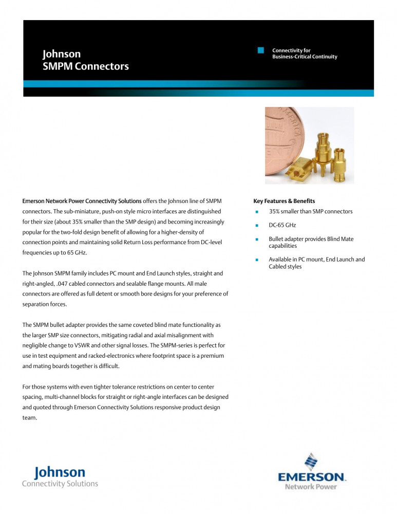 Johnson SMPM connector family documentation page
