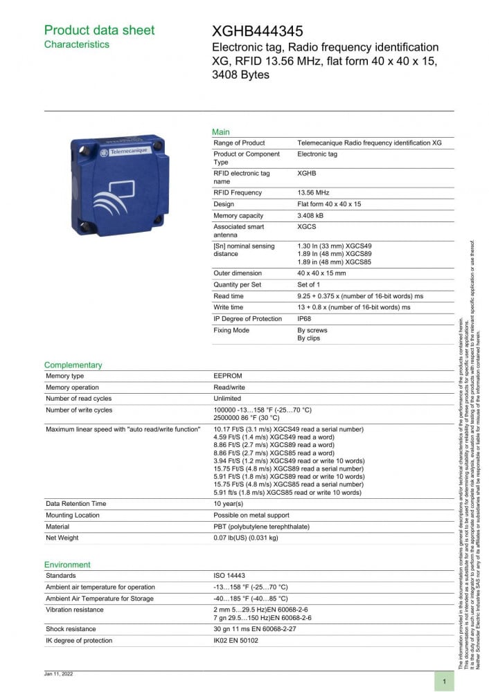 XGHB444345 technical documentation page 1