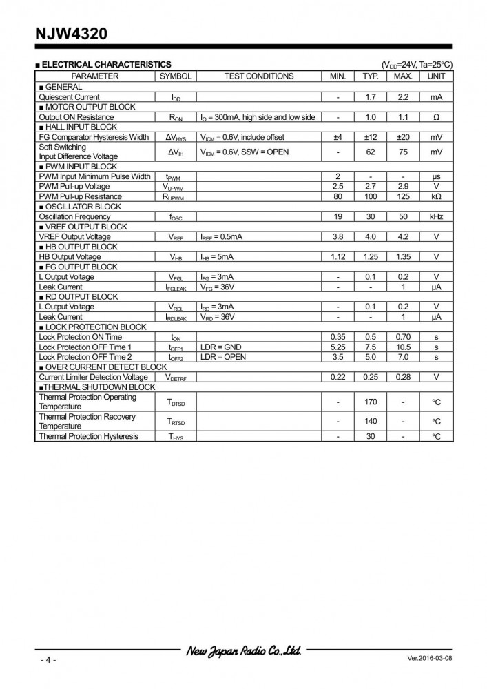 NJW4320 datasheet page 4
