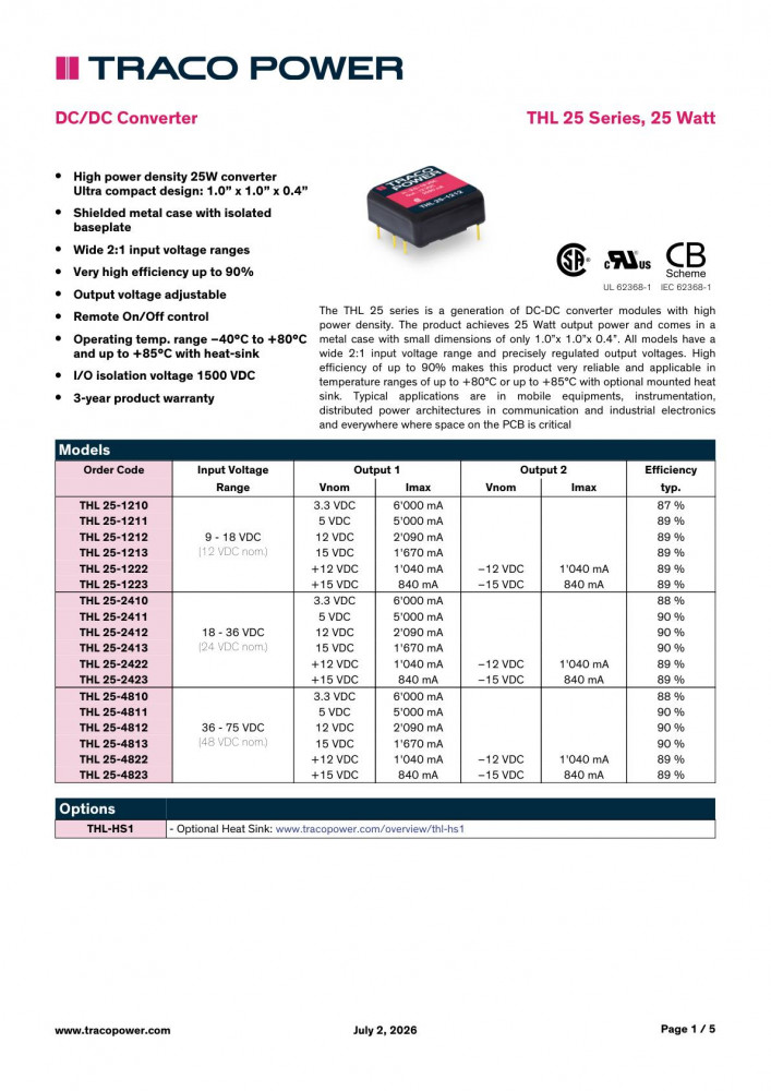 THL 25 series technical document page 1