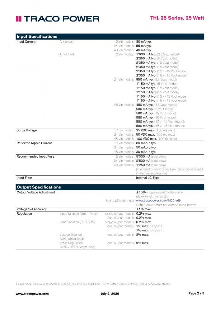 THL 25 series technical document page 2