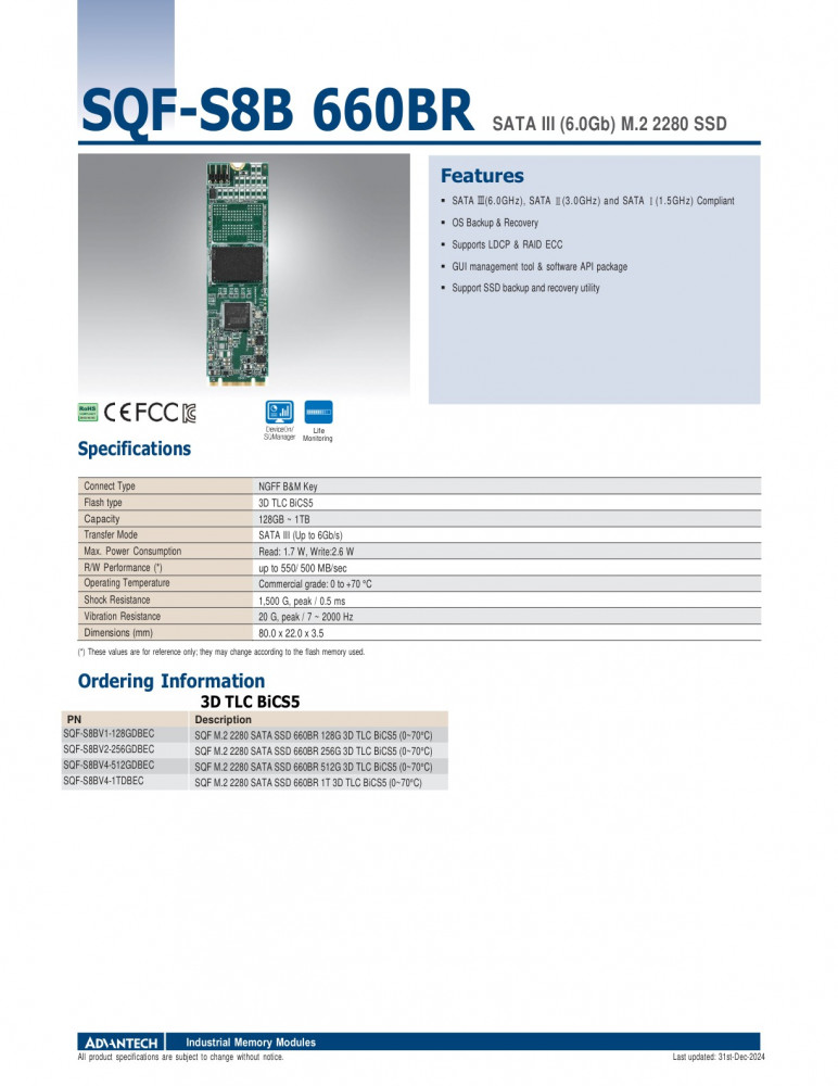 SQF-S8B 660BR product document page