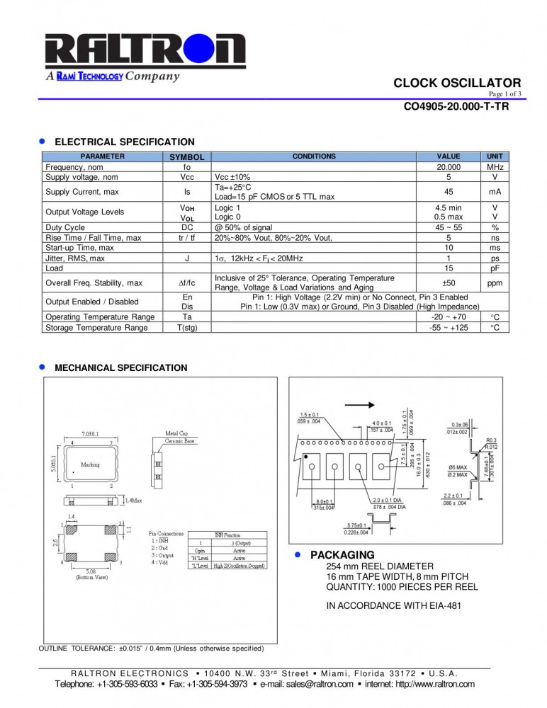 CO4905-20.000-T-TR datasheet page 1