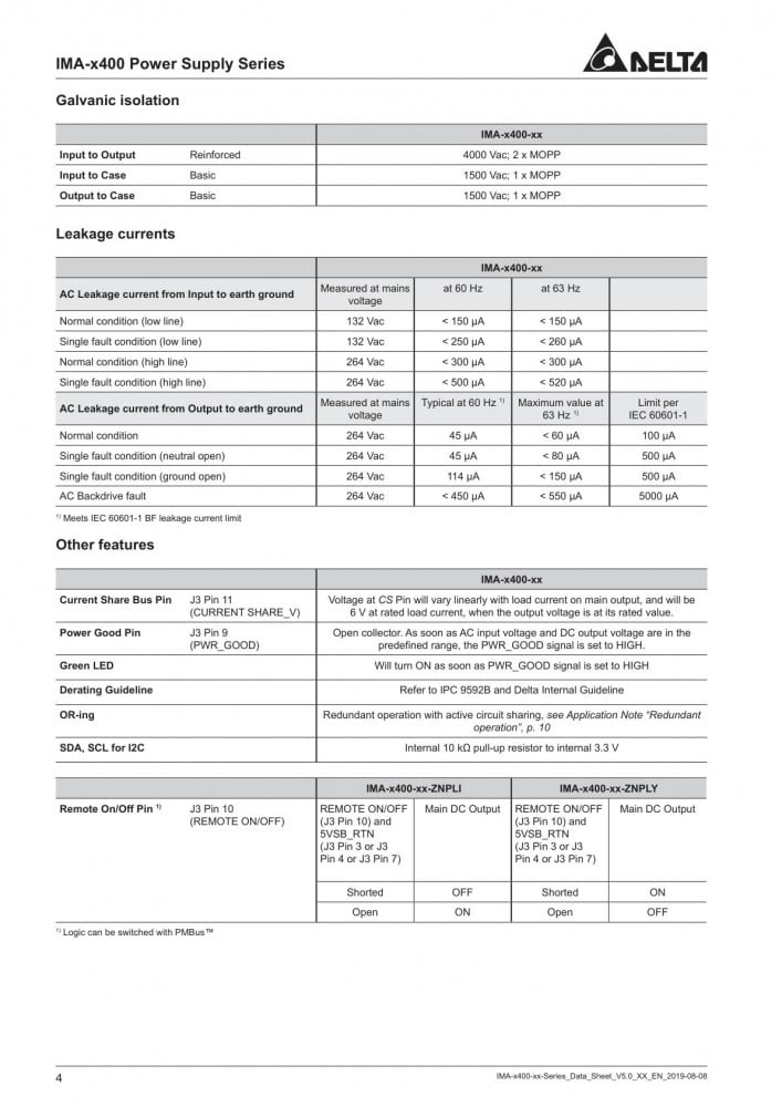 DELTA IMA-S400-48-ZNPLY datasheet page 4