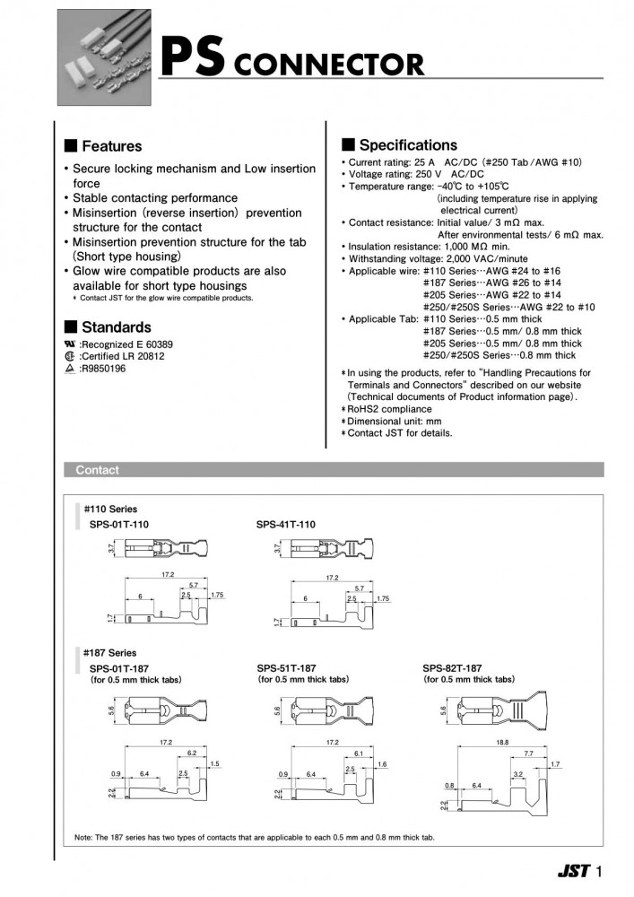 JST PS connector document page 1