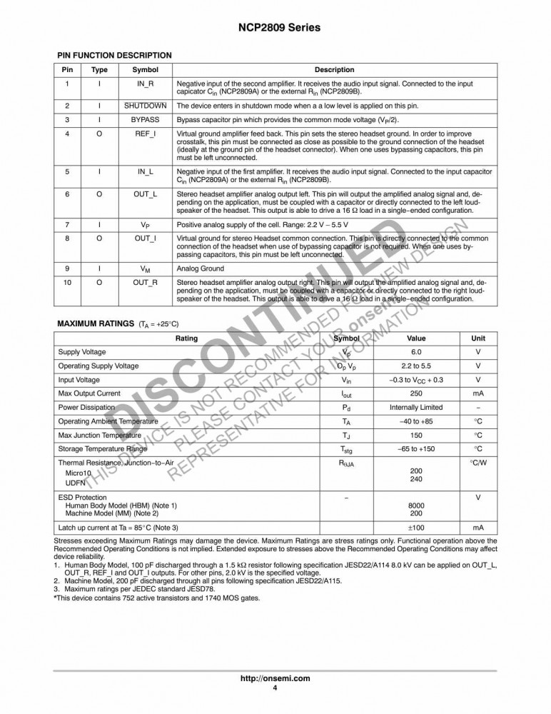 NCP2809 datasheet page 4