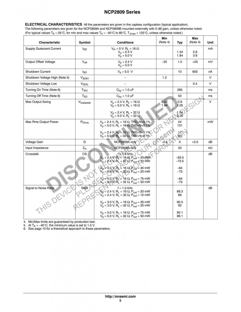 NCP2809 datasheet page 5