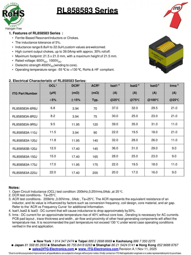 RL858583 datasheet page 1
