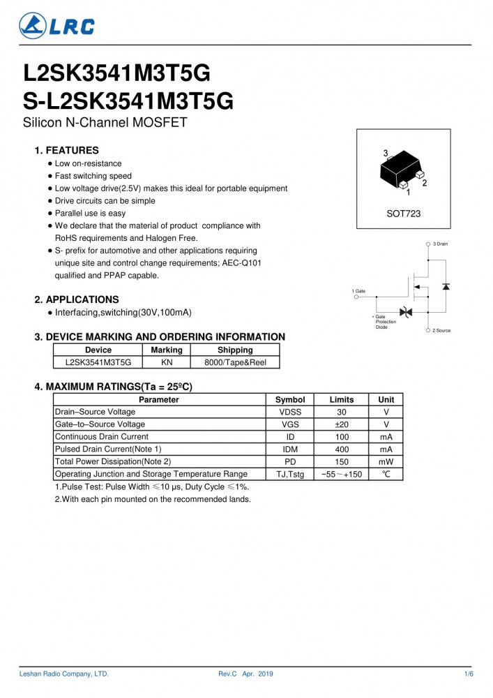 L2SK3541M3T5G datasheet page 1
