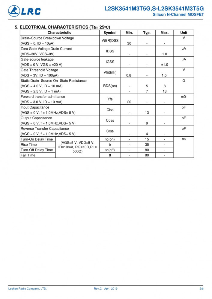 L2SK3541M3T5G datasheet page 2