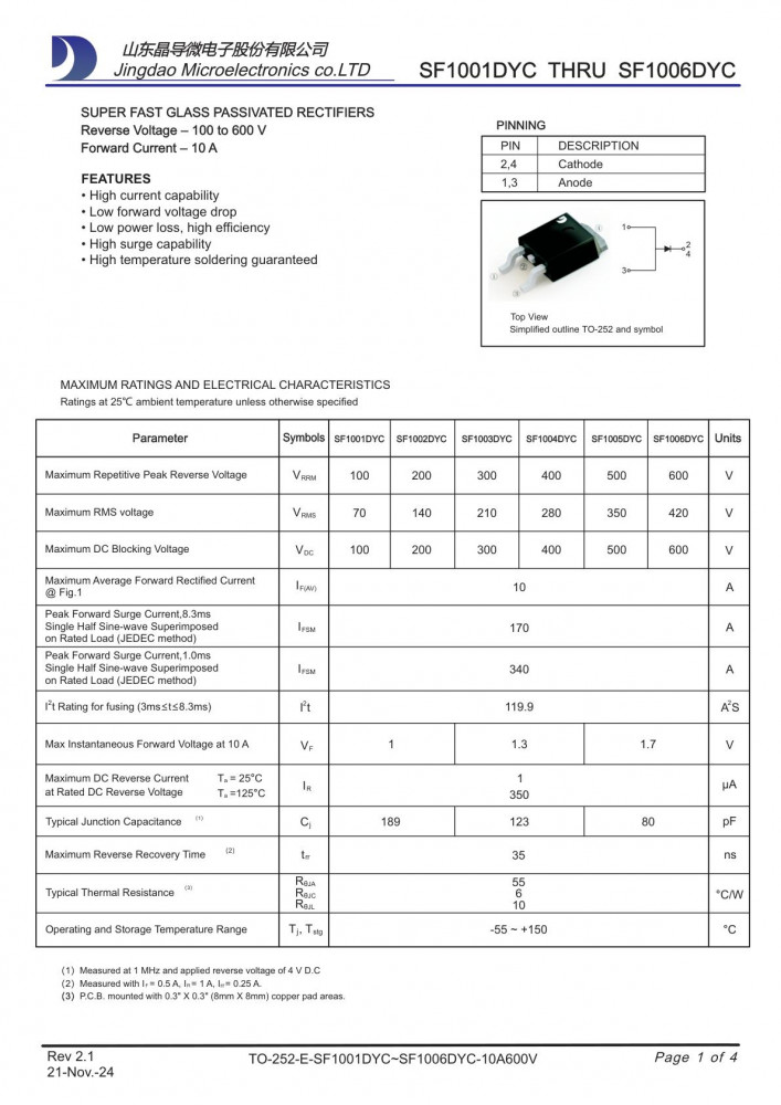 SF1006DYC datasheet page 1