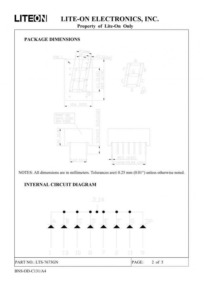 LTS-7673GN datasheet page 2