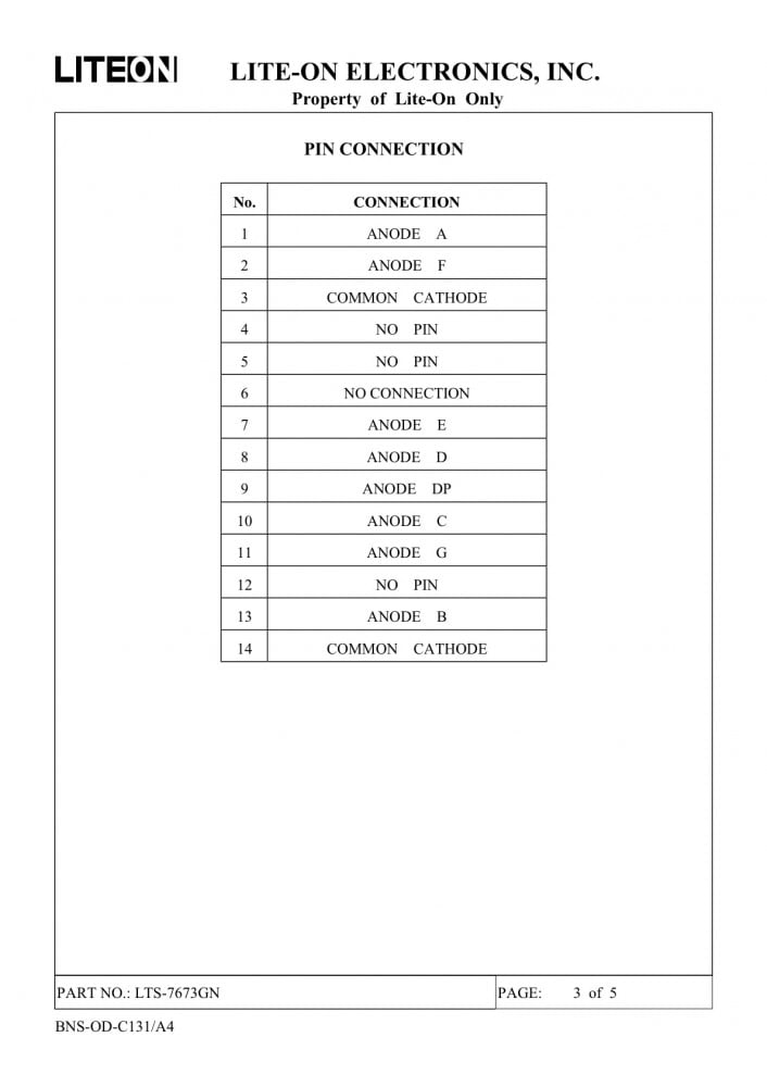 LTS-7673GN datasheet page 3