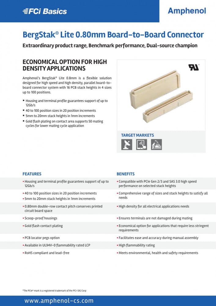 Amphenol BergStak Lite document page 1