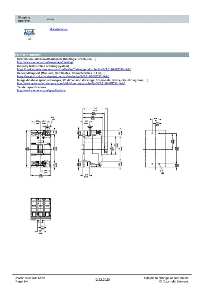 SIEMENS 3VA5140-4ED31-1AA0 datasheet page 3