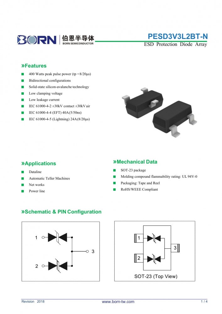 PESD3V3L2BT-N datasheet page 1