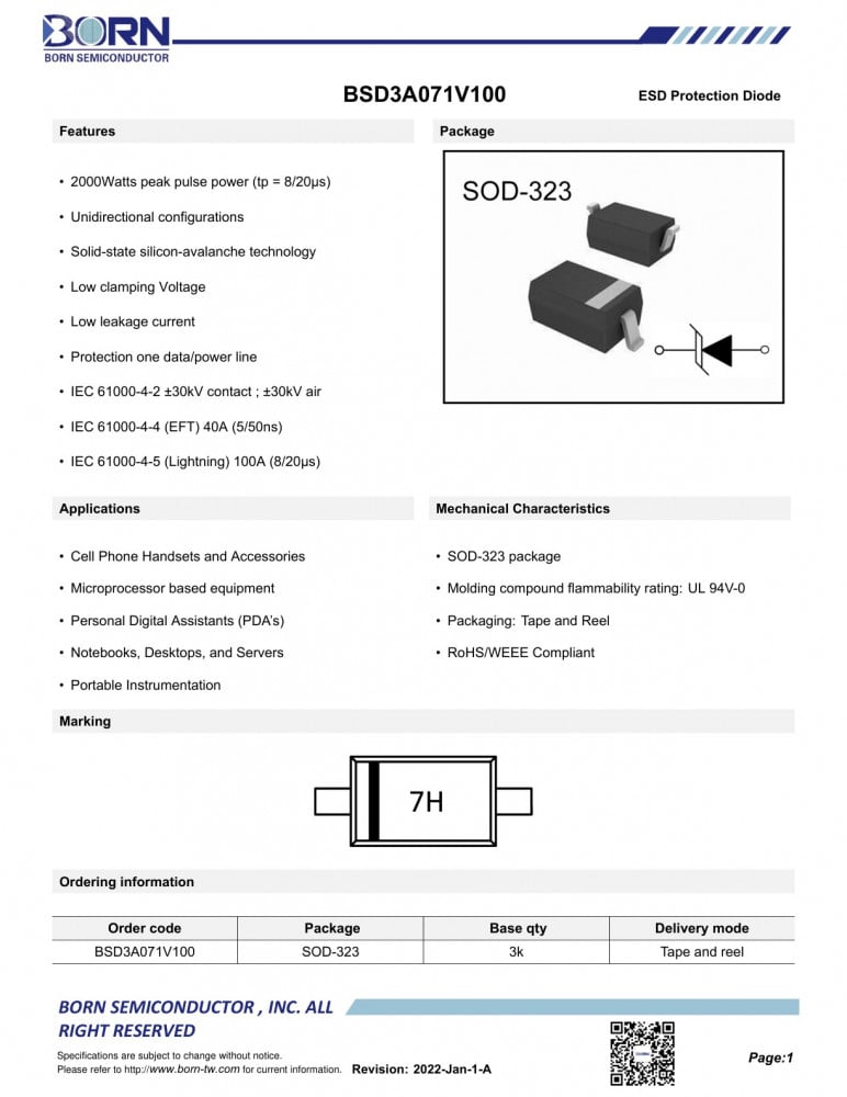 BSD3A071V100 datasheet page 1