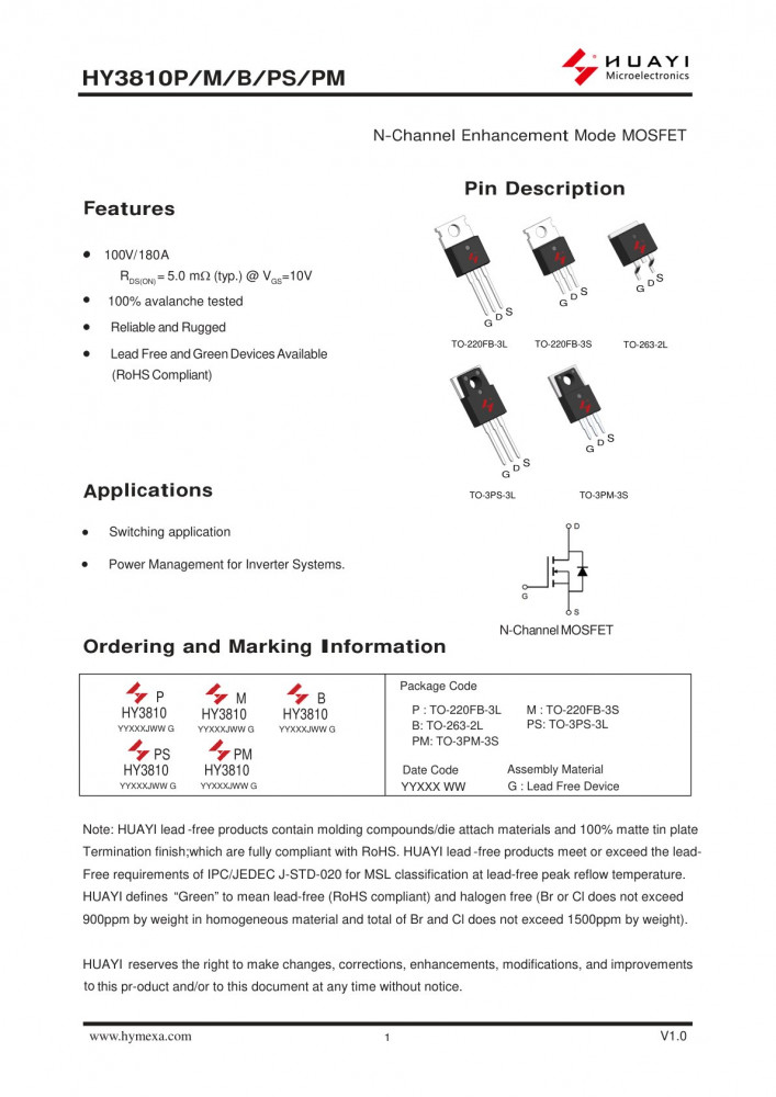 HY3810B datasheet page 1