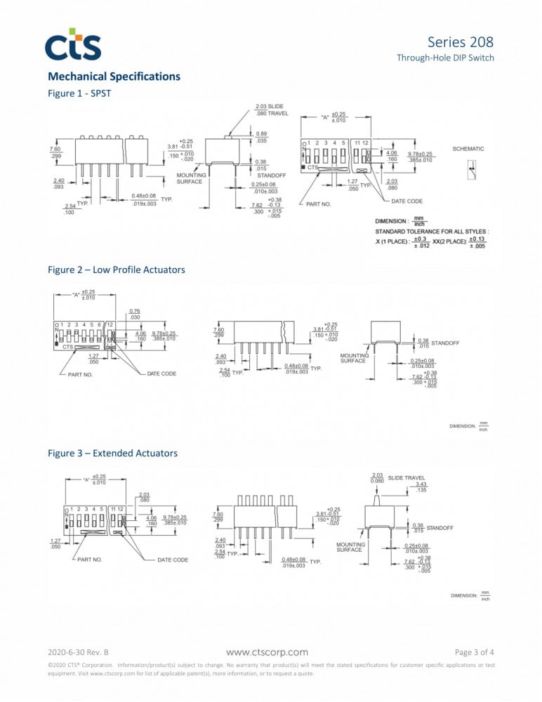 CTS 208 series datasheet page 3