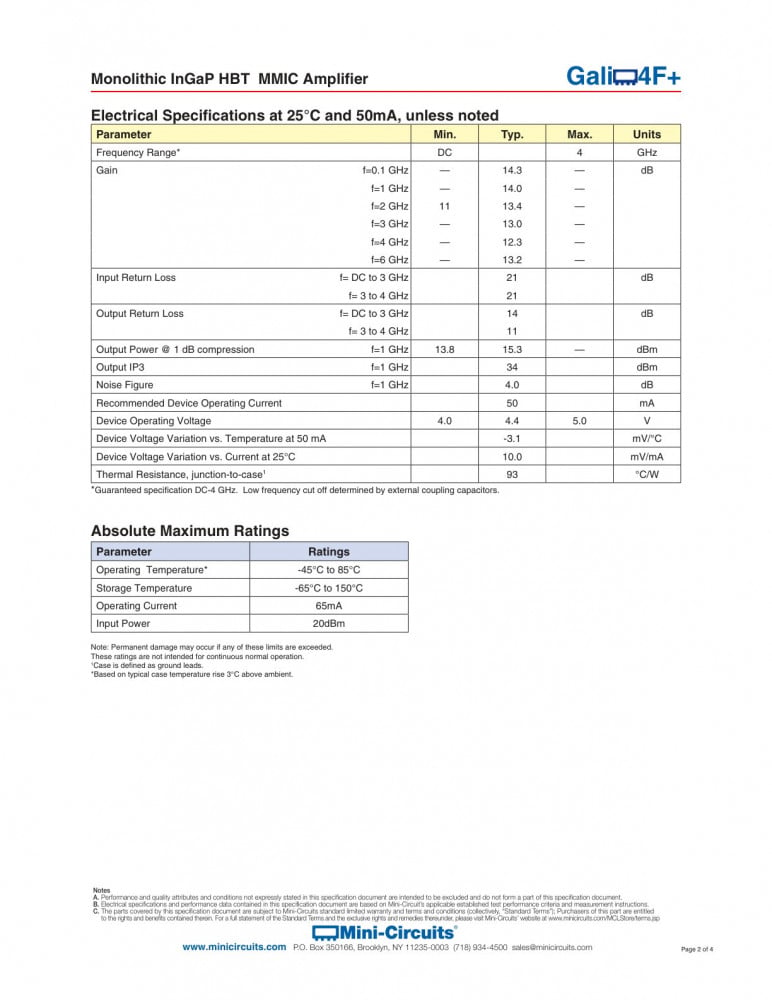 GALI-4F+ technical document page 2