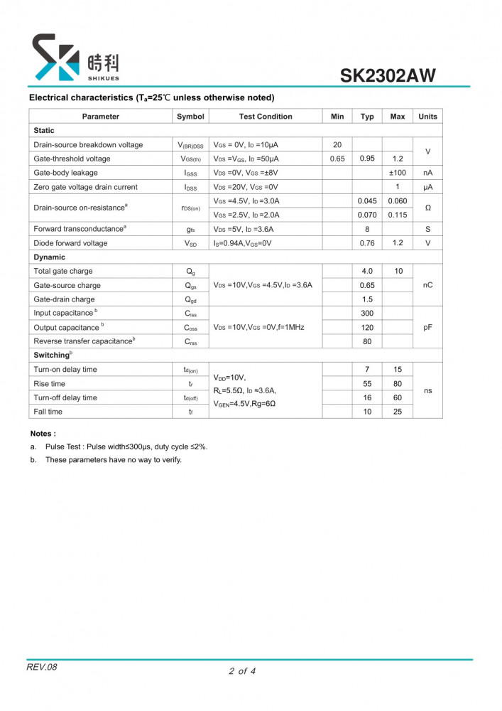 SK2302AW datasheet page 2