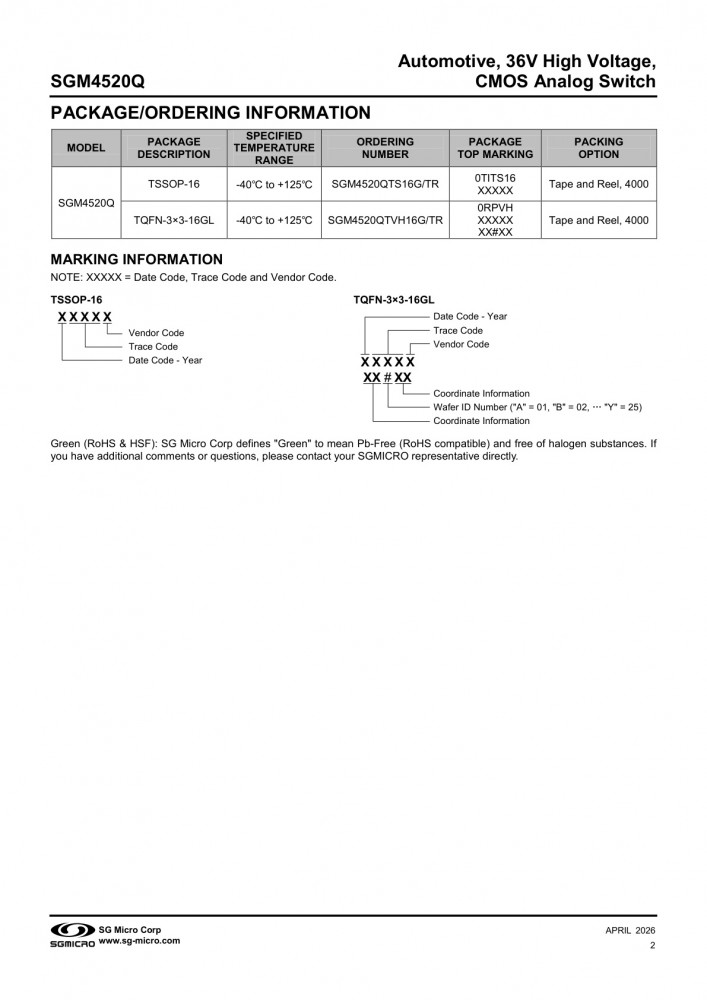 SGM4520Q datasheet page 2