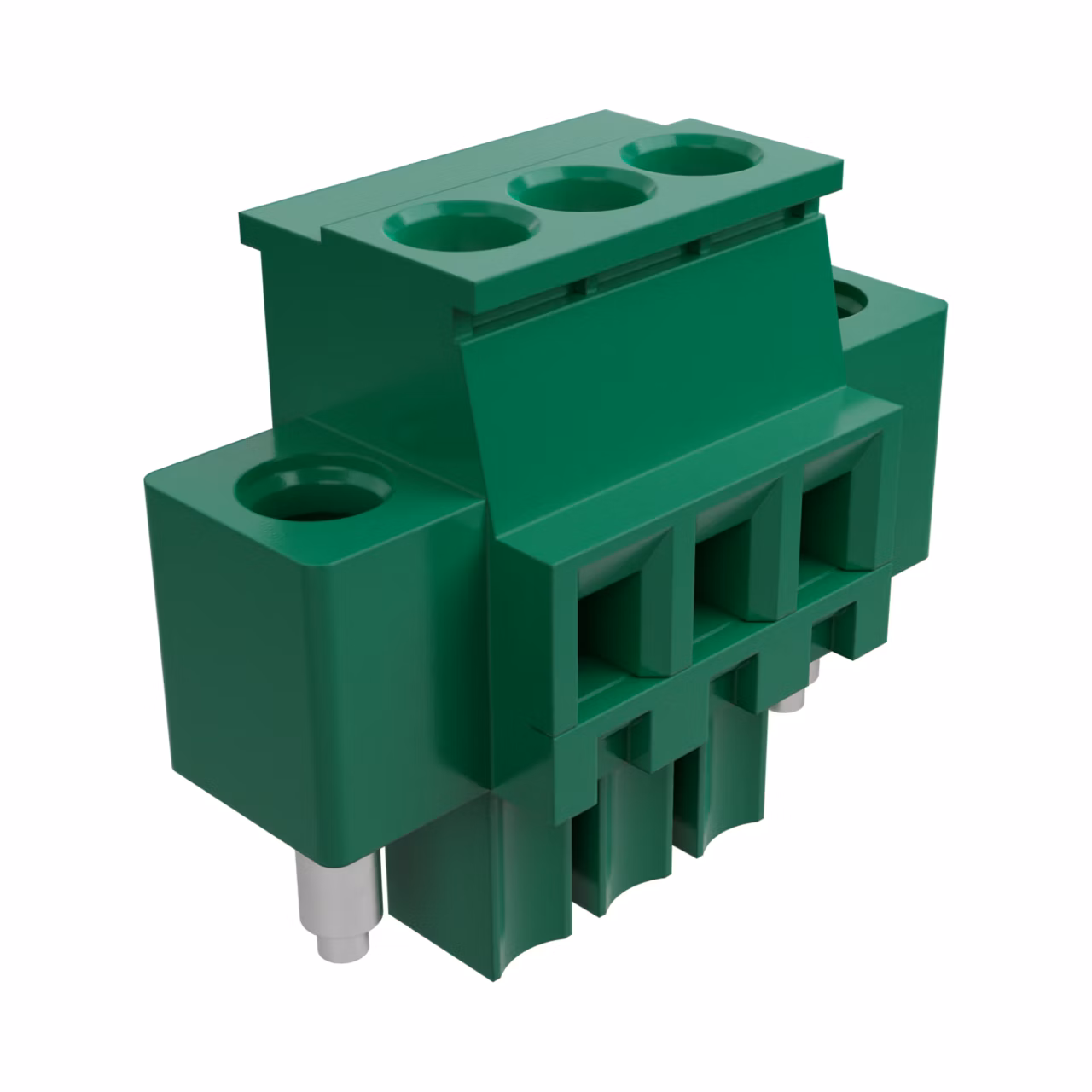 3.81mm Pitch Eurostyle Vertical Plug, with Retention Screws and Reverse Imprinting, Rear Wire Entry, Green Housing, 3 Circuits for sale