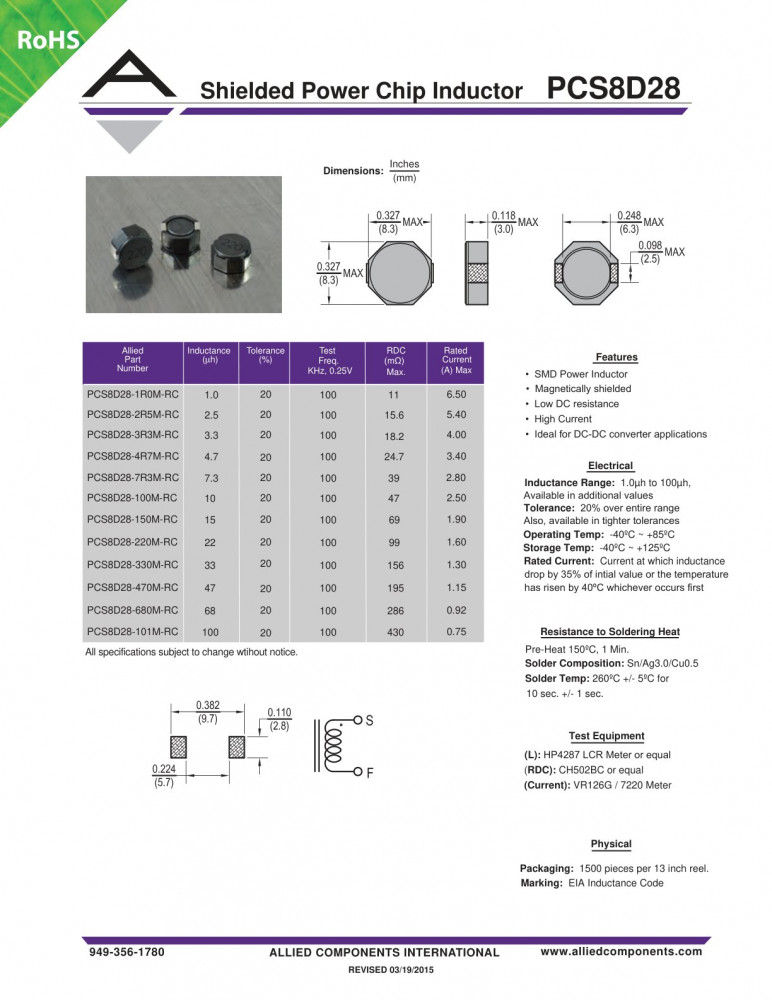 PCS8D28 series technical document page