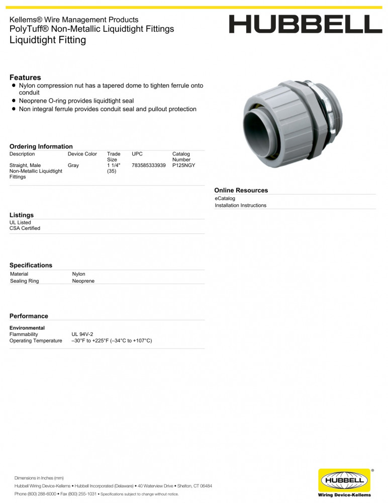 P125NGY product document image