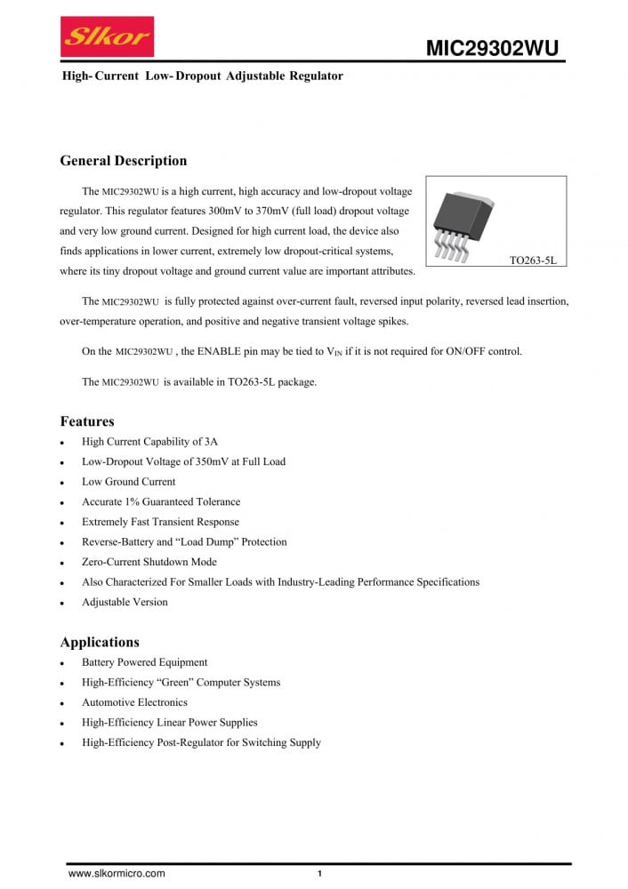 MIC29302WU datasheet page 1