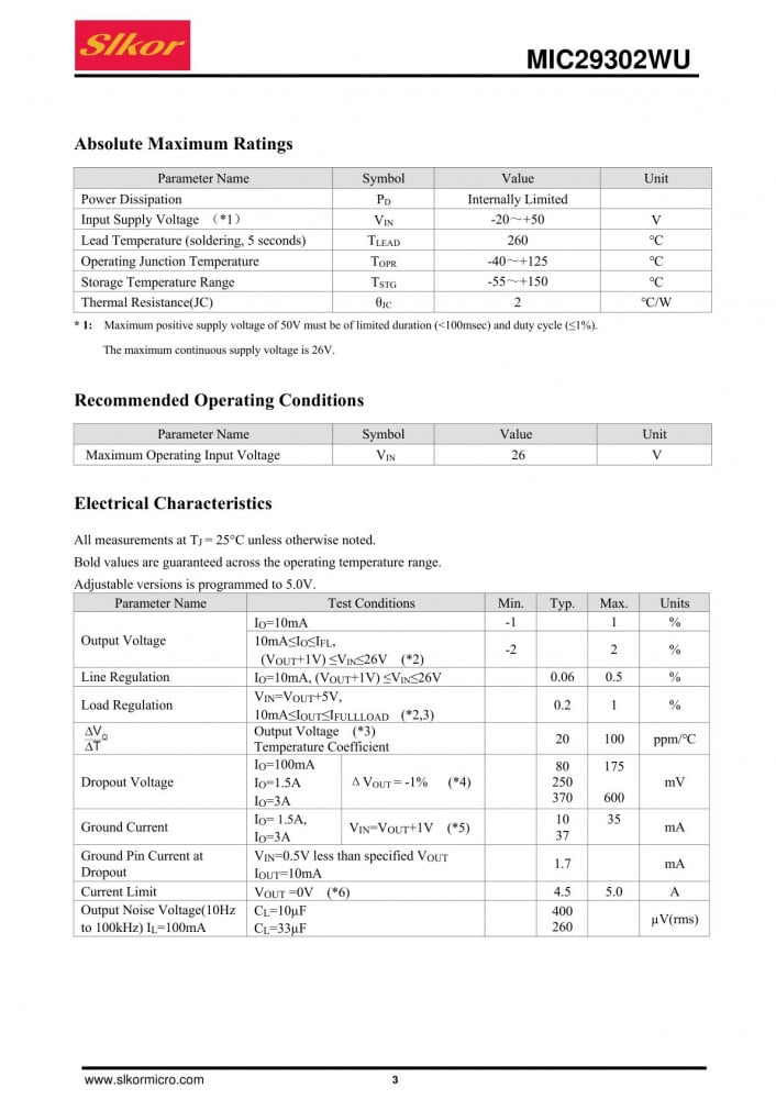 MIC29302WU datasheet page 3