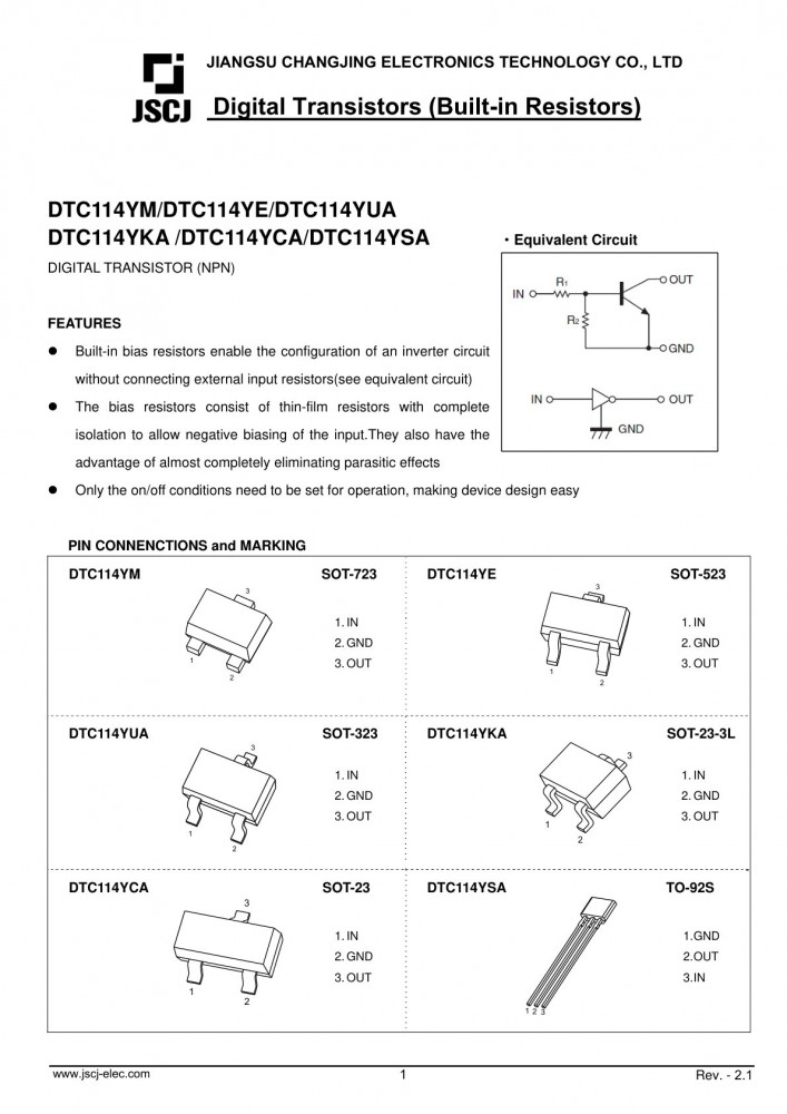 DTC114YE datasheet page 1