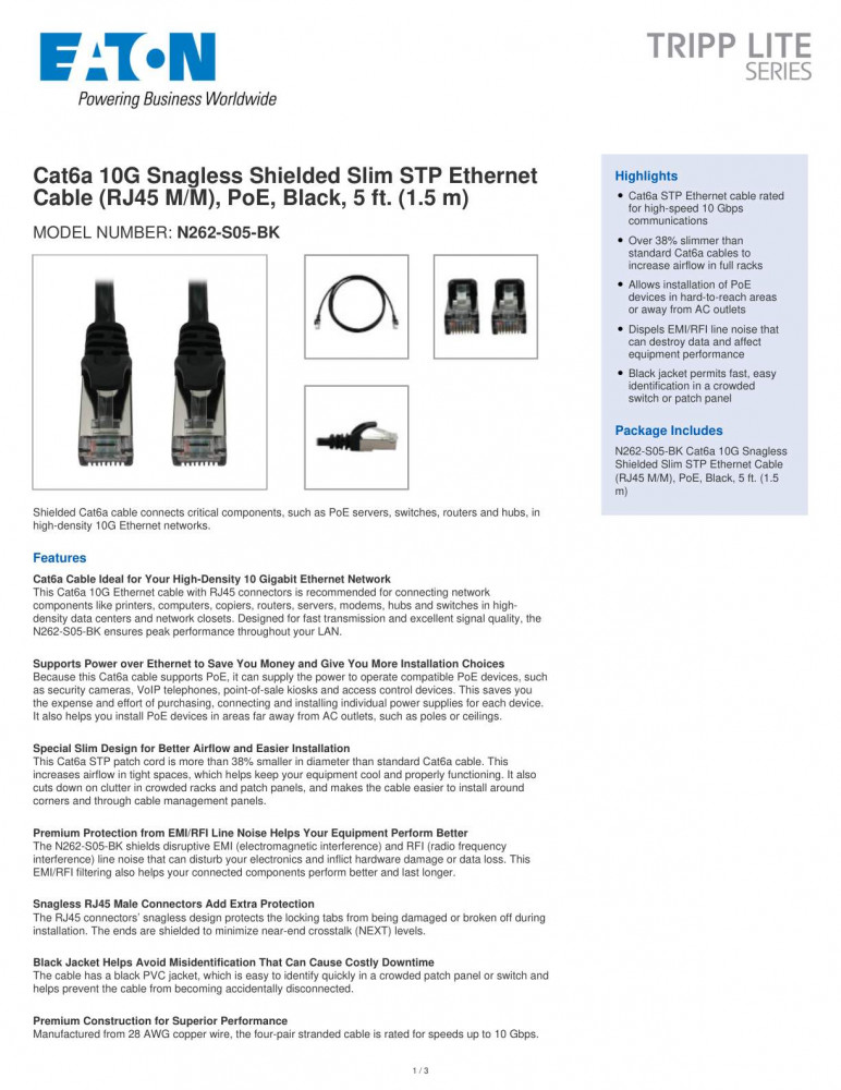 N262-S05-BK technical document page 1