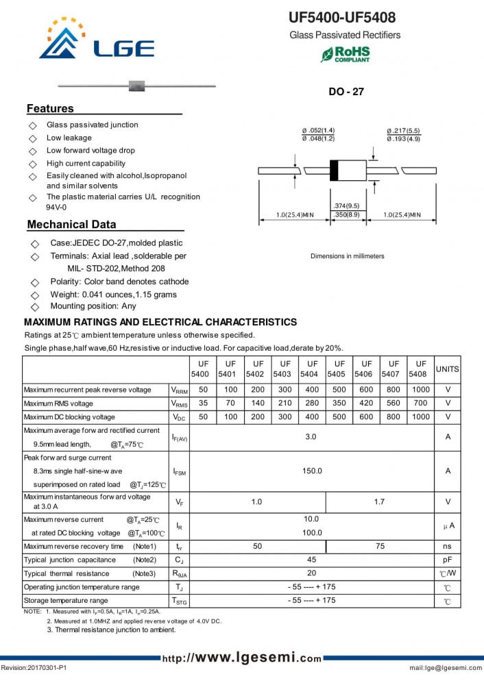 LGE UF5404 datasheet page 1