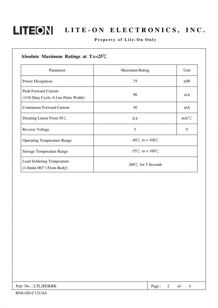 LTL2H3KRK datasheet page 3