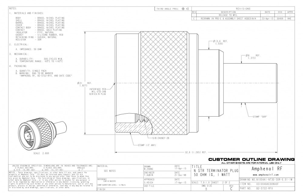 Amphenol 082-5722-RFX drawing preview
