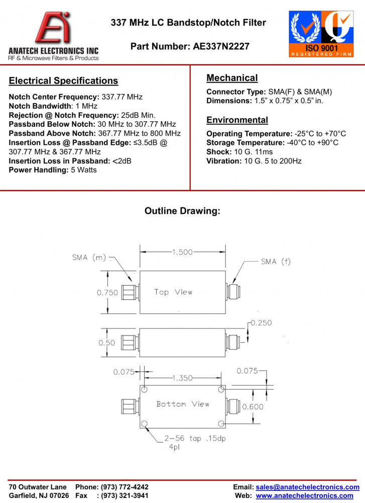 AE337N2227 product outline drawing