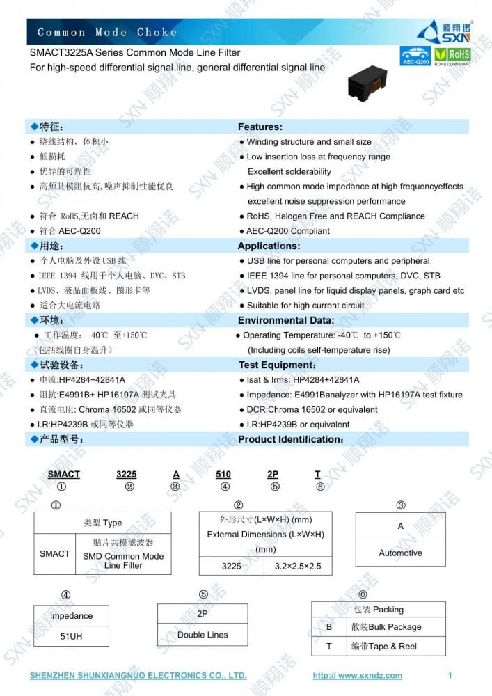 SMACT3225A datasheet page 1