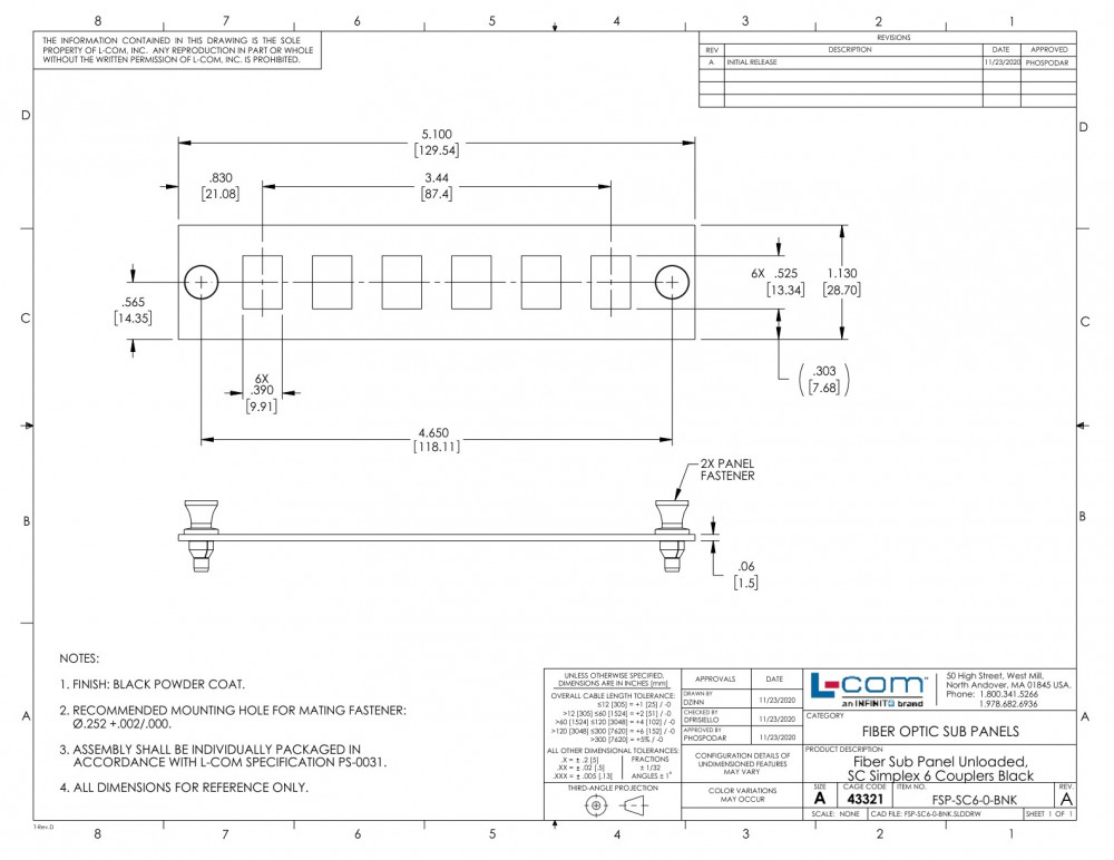 L-com FSP-SC6-0-BNK technical document page