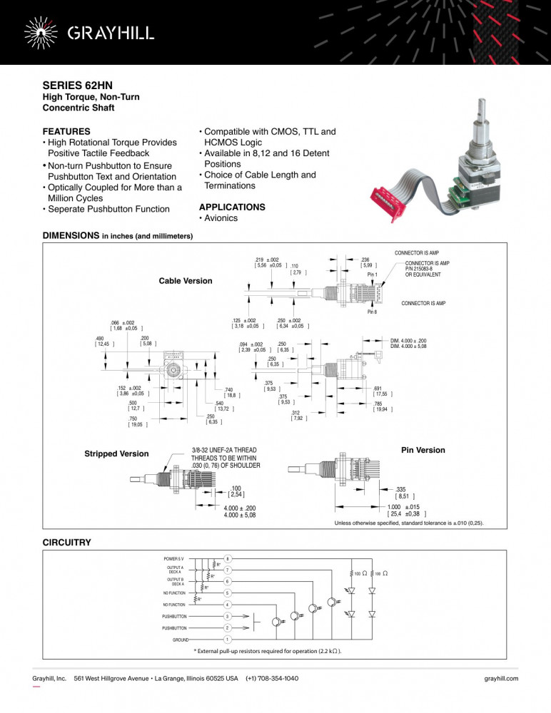 Grayhill Series 62HN technical document, page 1