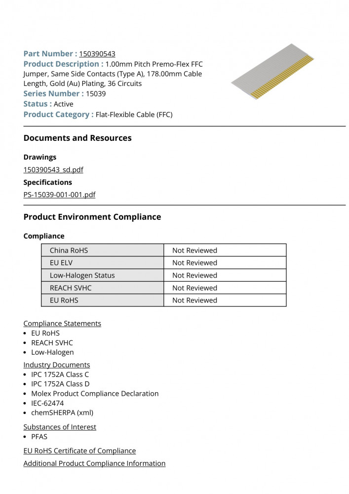 Product family specification, page 1