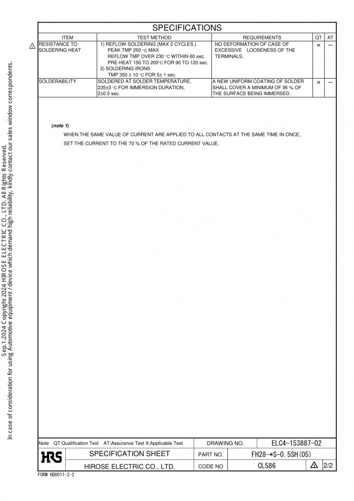 HRS FH28-55S-0.5SH(05) specification sheet page 2