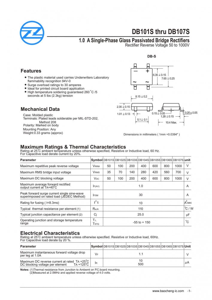 baocheng DB105S technical document page 1