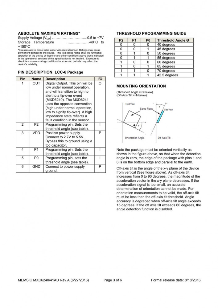 MXD6241AU datasheet page 3