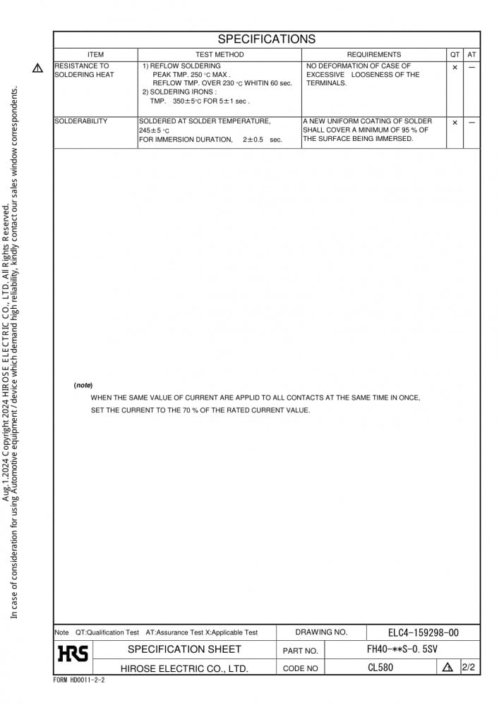 HRS FH40-80S-0.5SV specification sheet page 2
