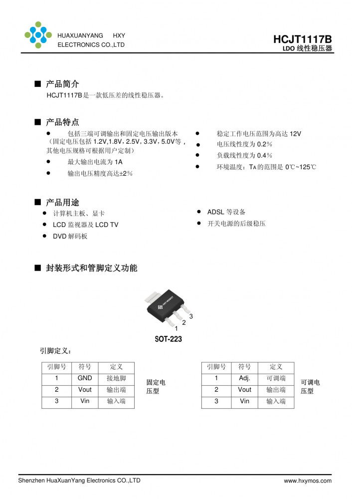 HCJT1117B datasheet page 1