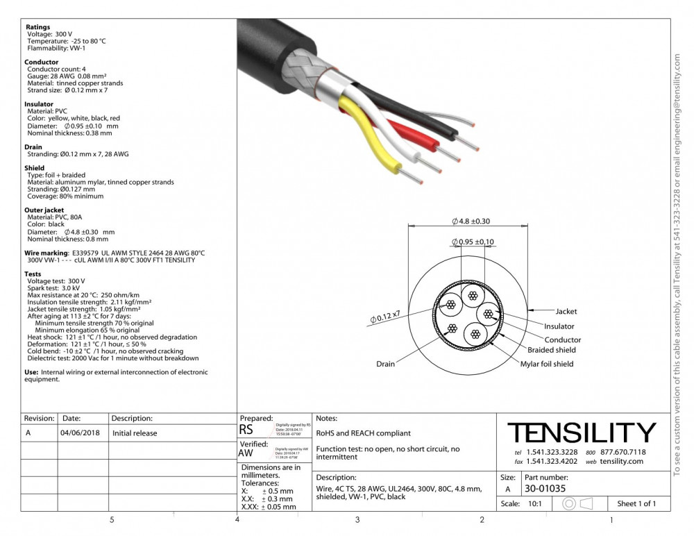 30-01035 product specification and construction drawing